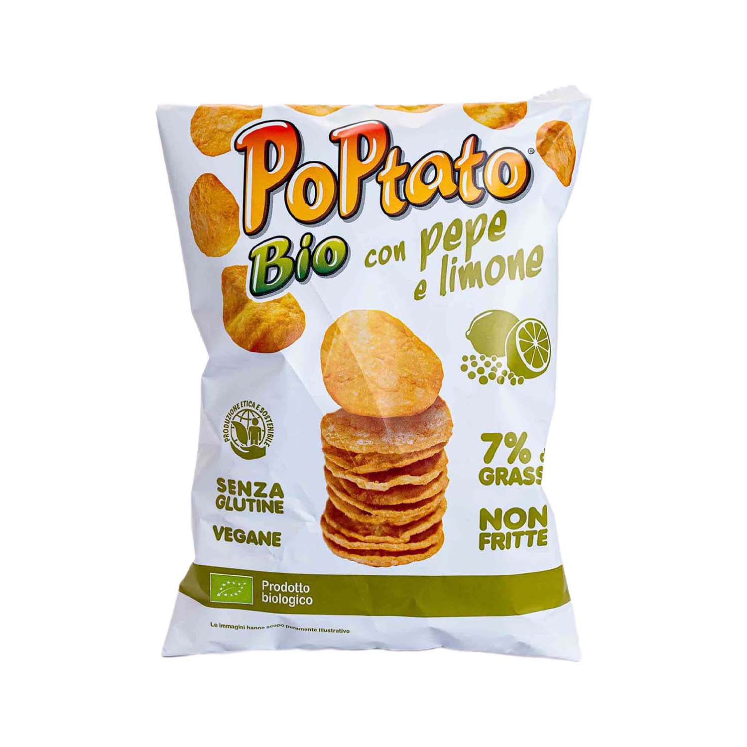 Snack de Patata Sabor Limón y Pimienta 40g Poptato | Herbolario Navarro