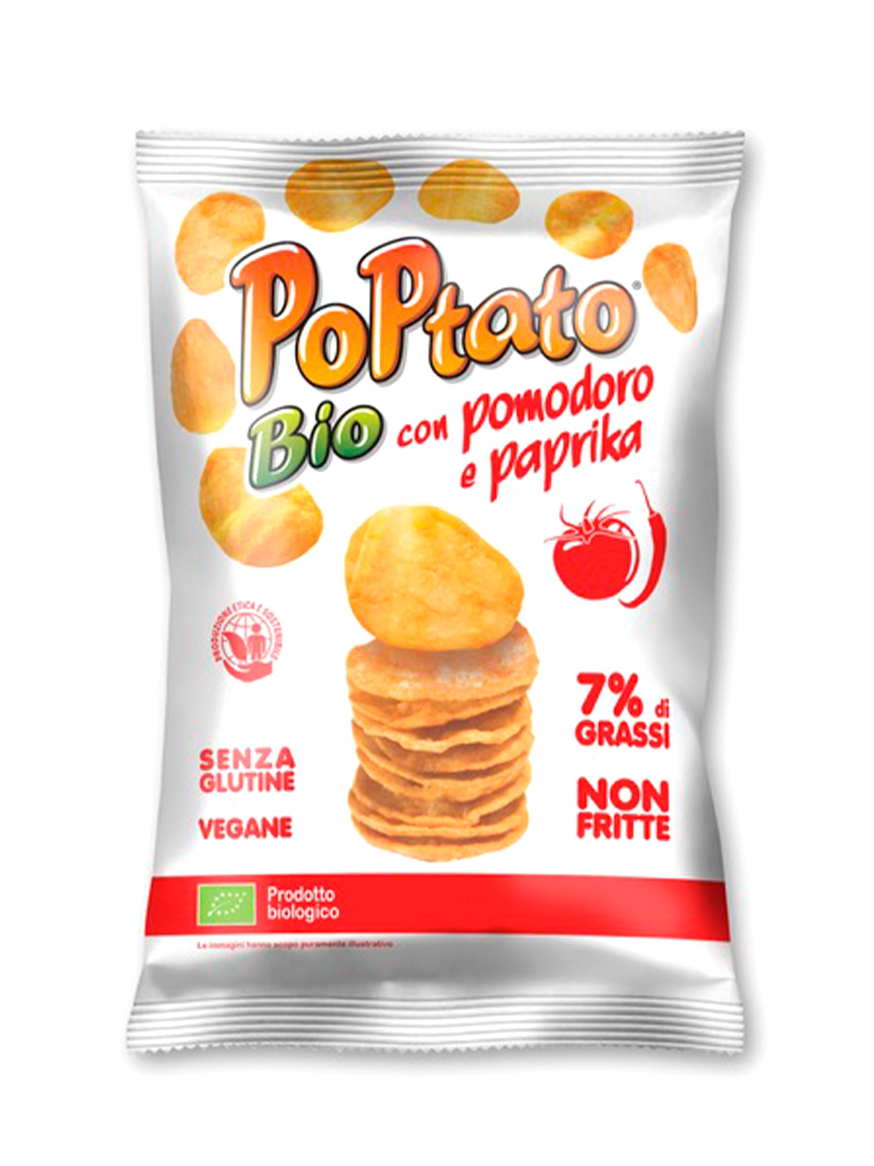 Snack de Patata Sabor Tomate y Pimentón 40g Poptato | Herbolario Navarro